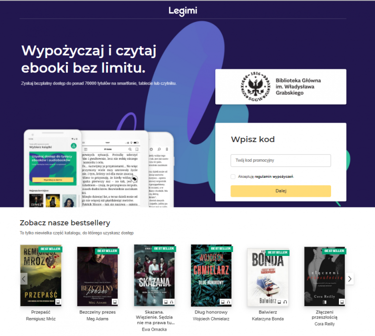 Kody do portalu Legimi. - Szkoła Główna Gospodarstwa Wiejskiego w Warszawie